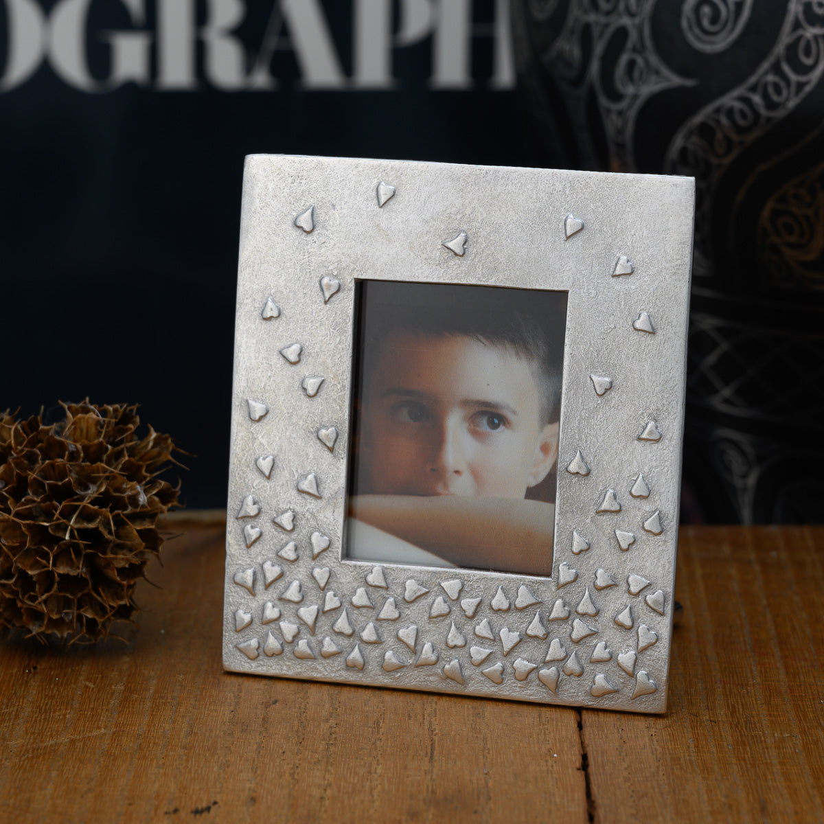 Floating Hearts Pewter Mini Frame - Lancaster and Gibbings